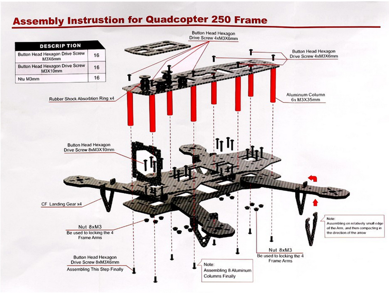 Quadcopter ZMR 250 – 3 Chasis y PDB | acuajuan